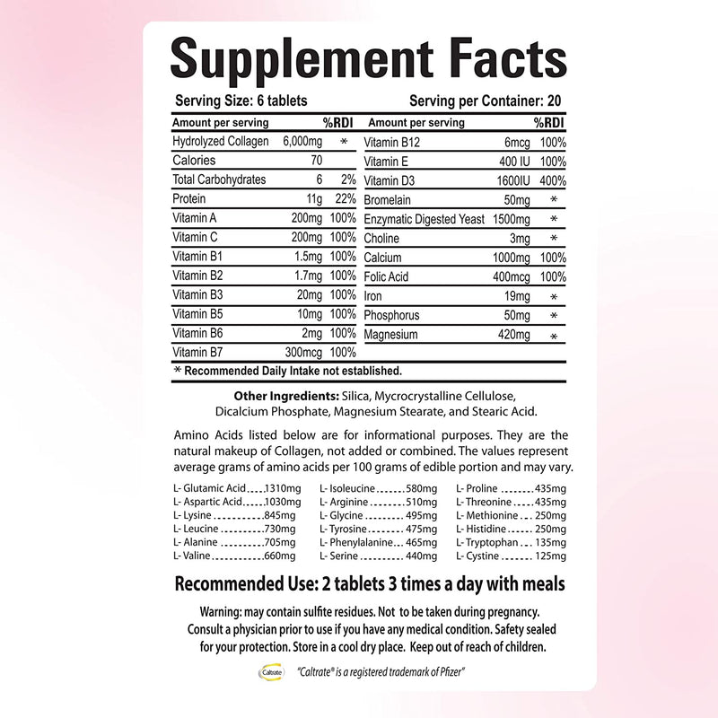 Collagen 21 Hydrolyzed Collagen for Women | 100% natural, 120 Tablets